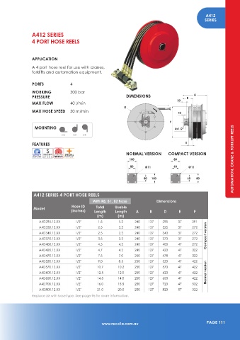 Page 113 - Recoila Hose and Cord Reels Catalogue - 23rd Edition
