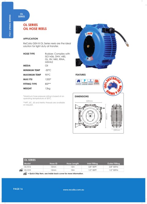 Page 16 - Recoila Hose and Cord Reels Catalogue - 23rd Edition